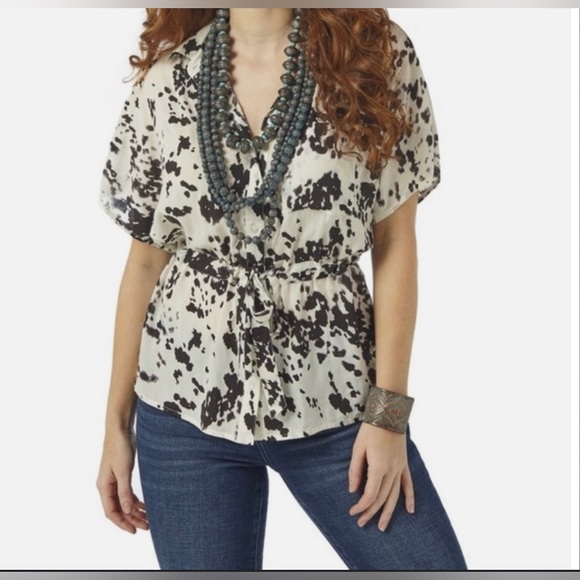 Wrangler | Tops | Wrangler Retro Cow Print Blouse | Poshmark